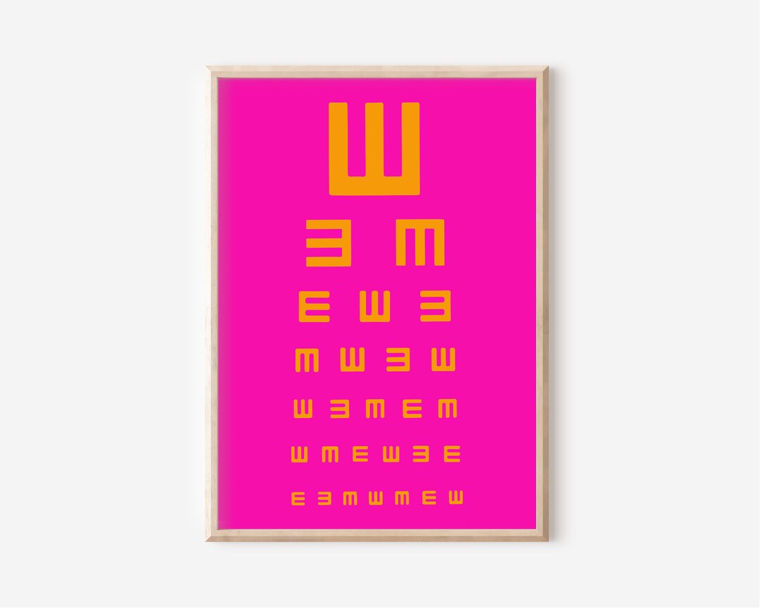 Eye Test Chart Print Pink Maximalist Wall Art Print Digital - Etsy UK