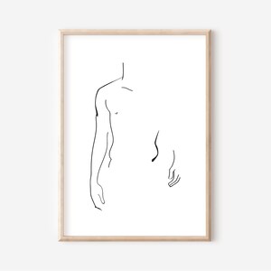 Man Line Art Print, Printable Wall Art, Modern One Line Art Print, Line ...