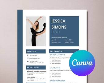Dancer Cv Template - Etsy