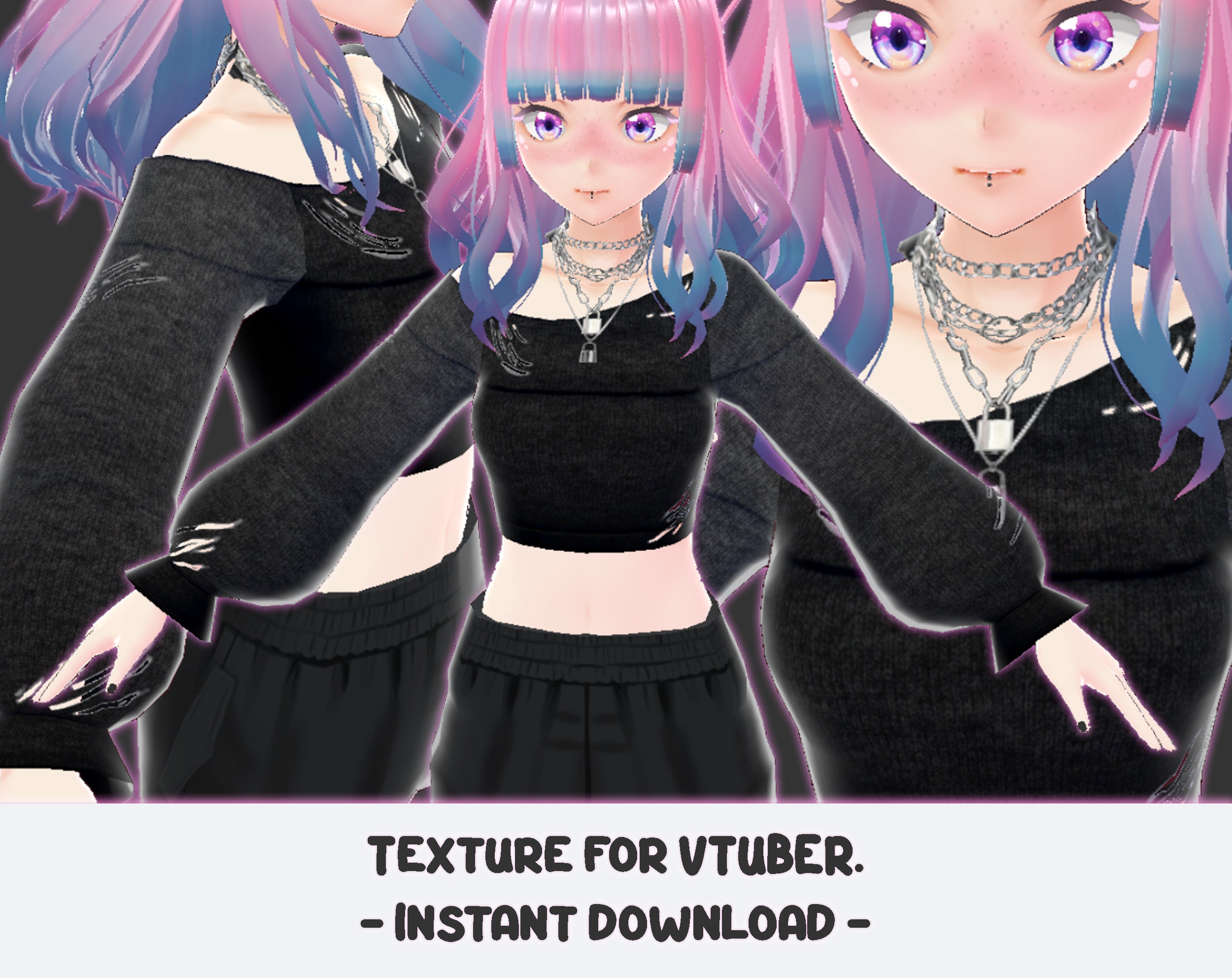 Sudadera de textura Vroid Vtuber / Egirl / Streamer / Cute / Dreamy ...