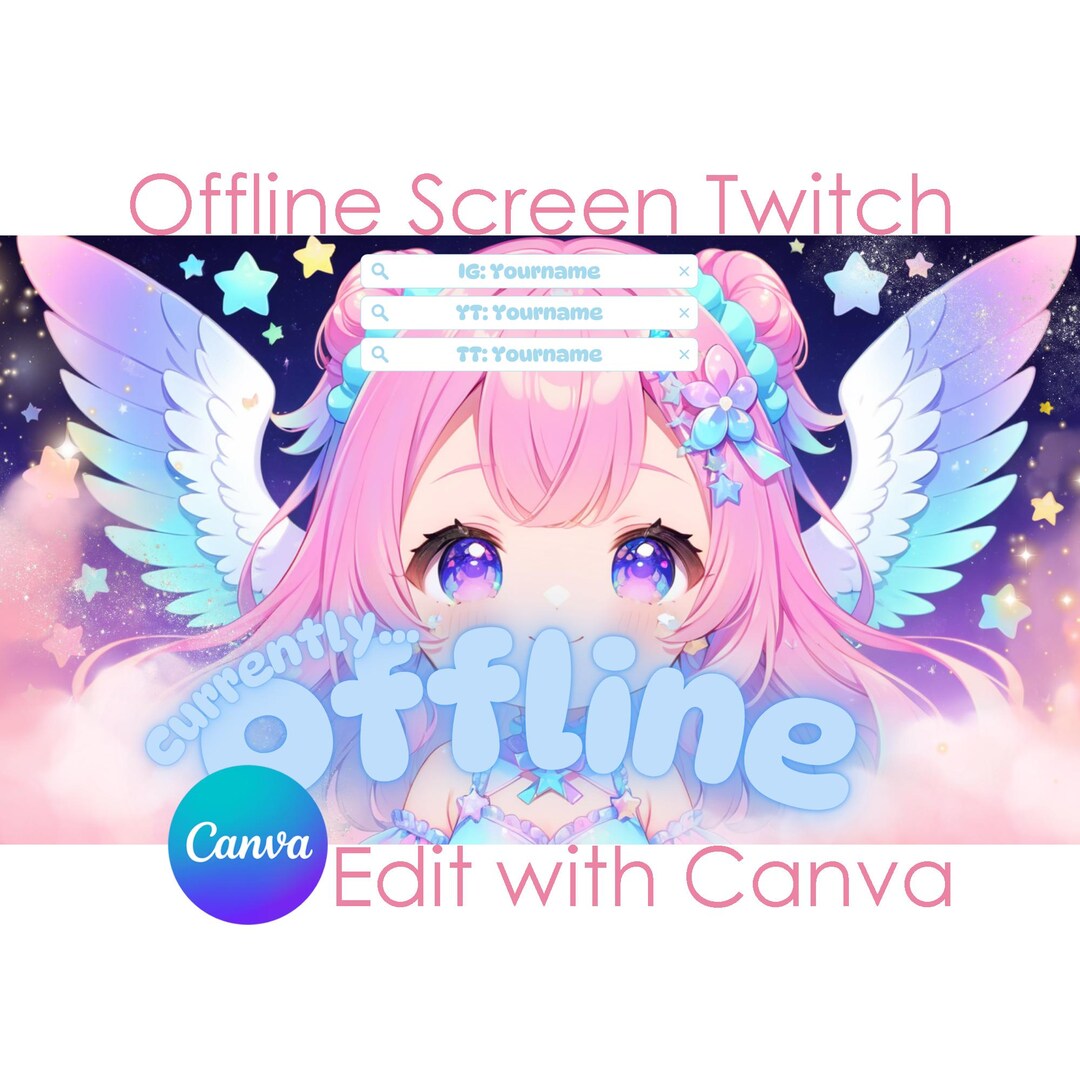 Offline Screen Twitch | Twitch Overlays | Screen Overlay | Chibi Girl ...
