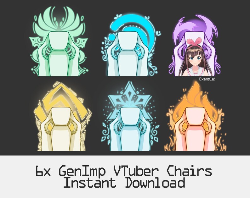 6x Vtuber Chair Layout Genshin Impact Streamer Cute Dreamy Overlay ...