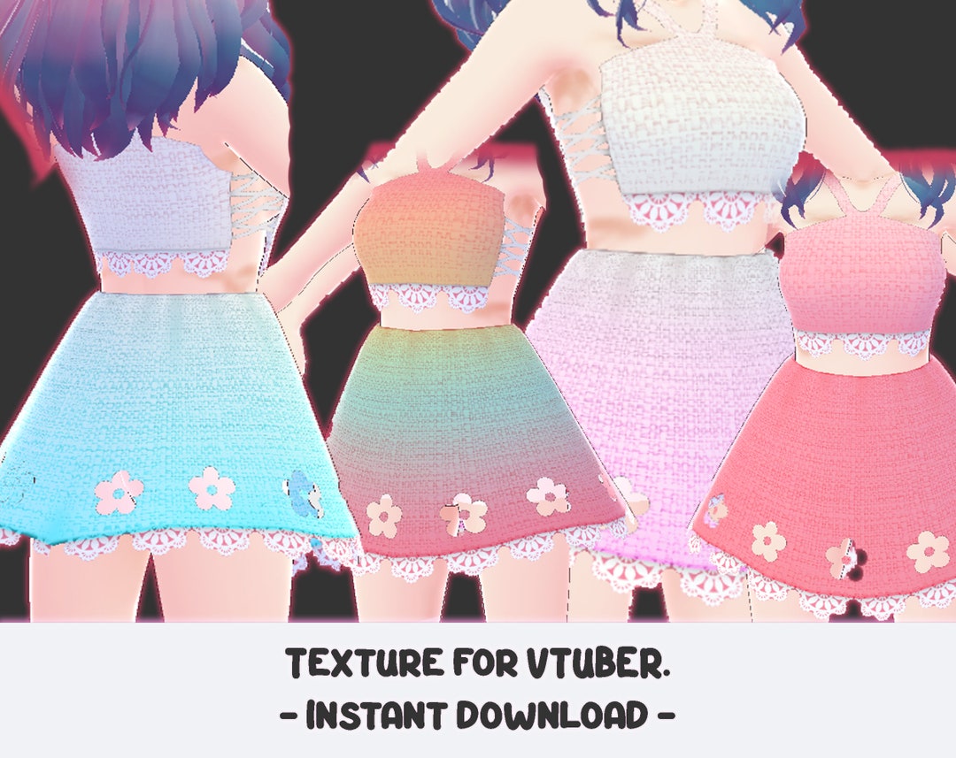 6x Texture Dress Vroid Vtuber Streamer Cute Dreamy Vtuber Vroid Model ...