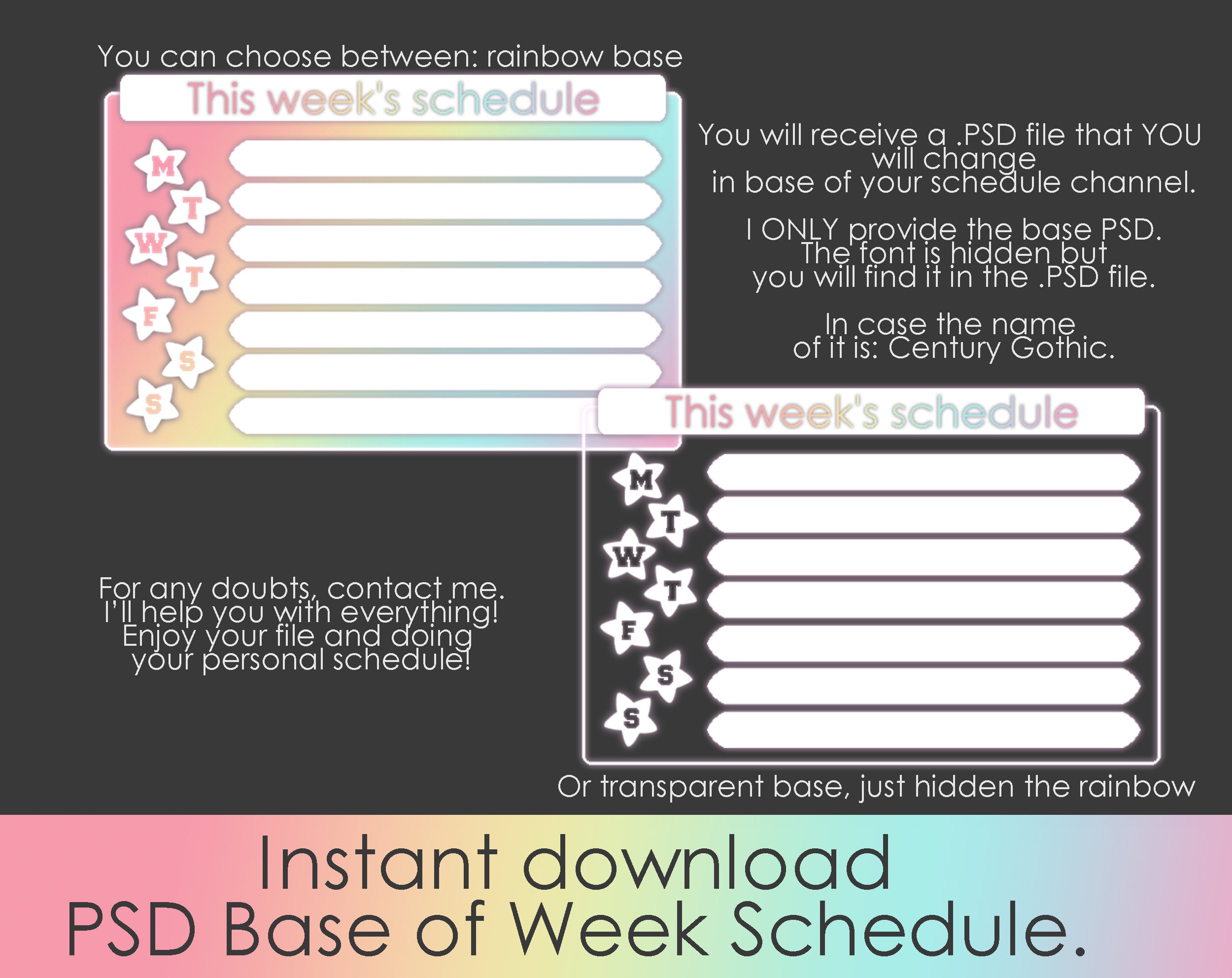 2x Twitch Schedule Panels Schedule Streaming Template - Etsy