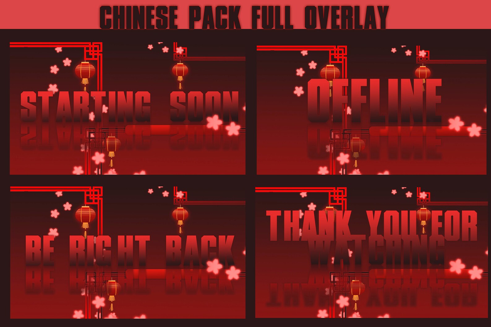 Animated Stream Overlay Package for Twitch Chinese Theme Overlay Red ...