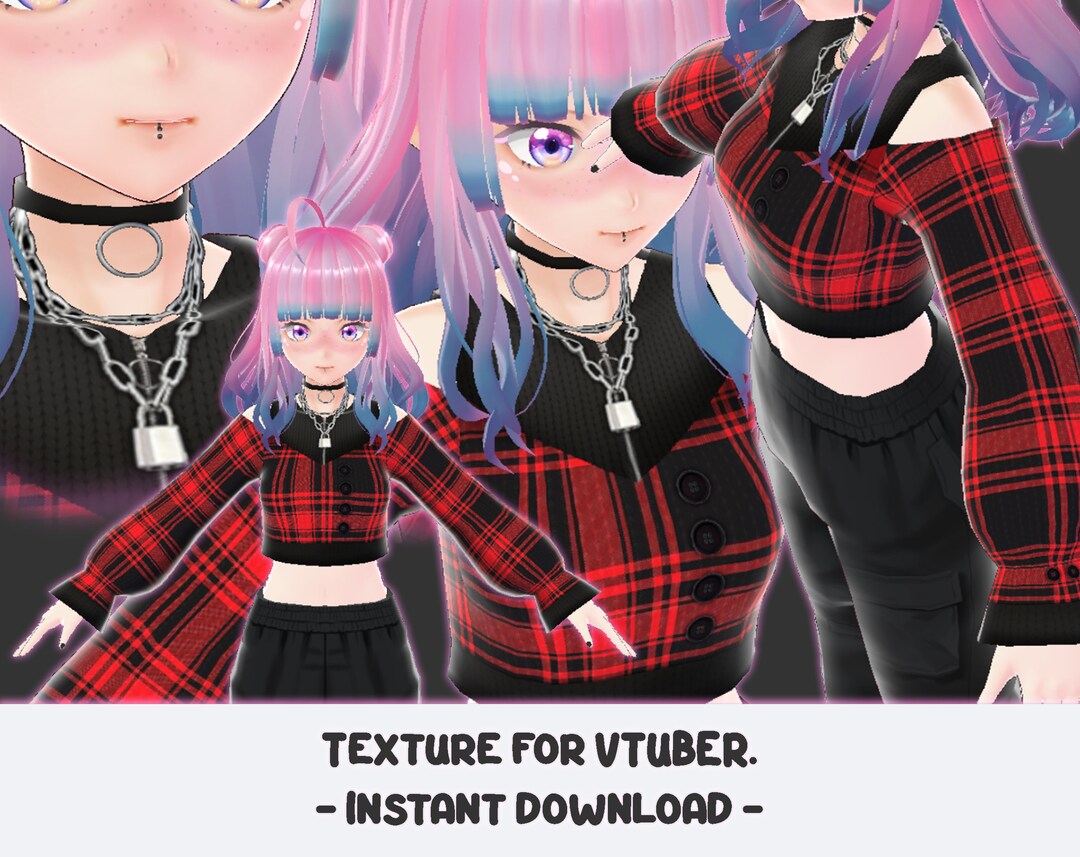 Texture Sweatshirt Vroid Vtuber Red Streamer Cute Dreamy Vtuber Vroid ...