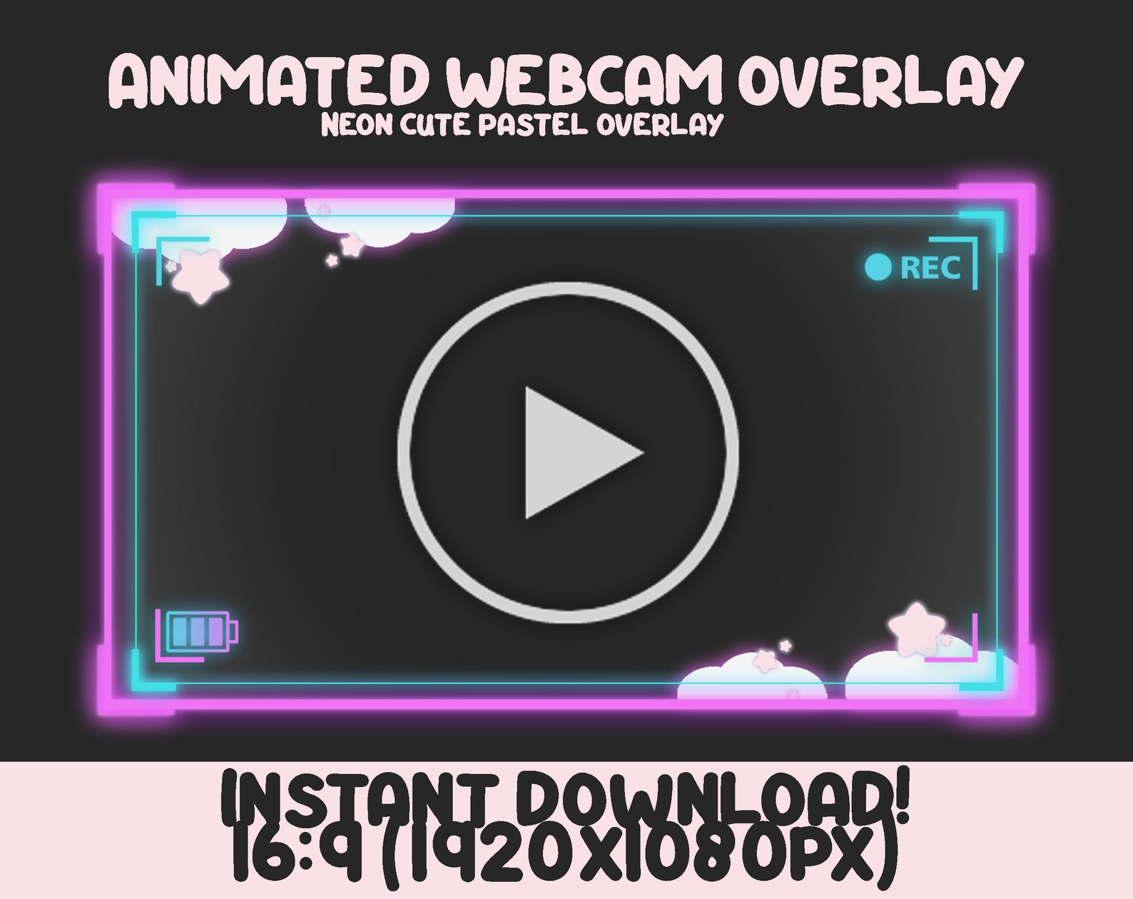 Animated Neon Webcam Layout Pastel Streamer Aesthetic Dreamy Overlay ...