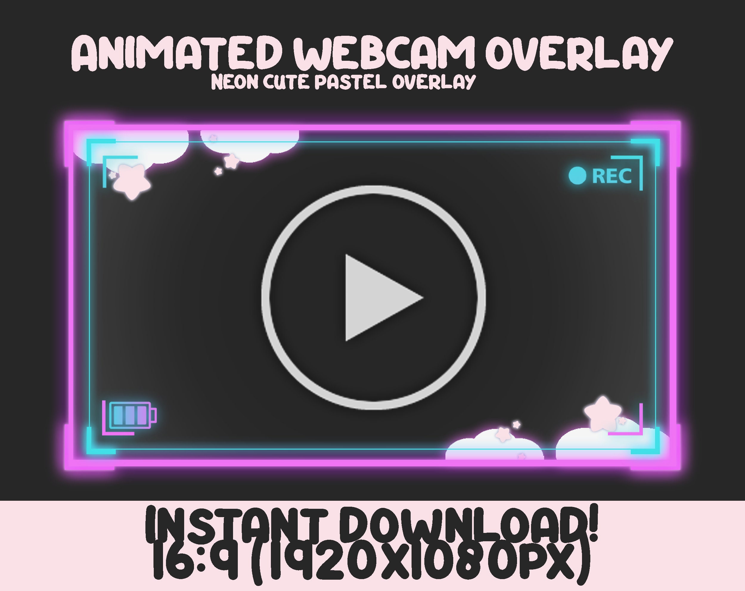 Animated Neon Webcam Layout Pastel Streamer Aesthetic Dreamy Overlay ...