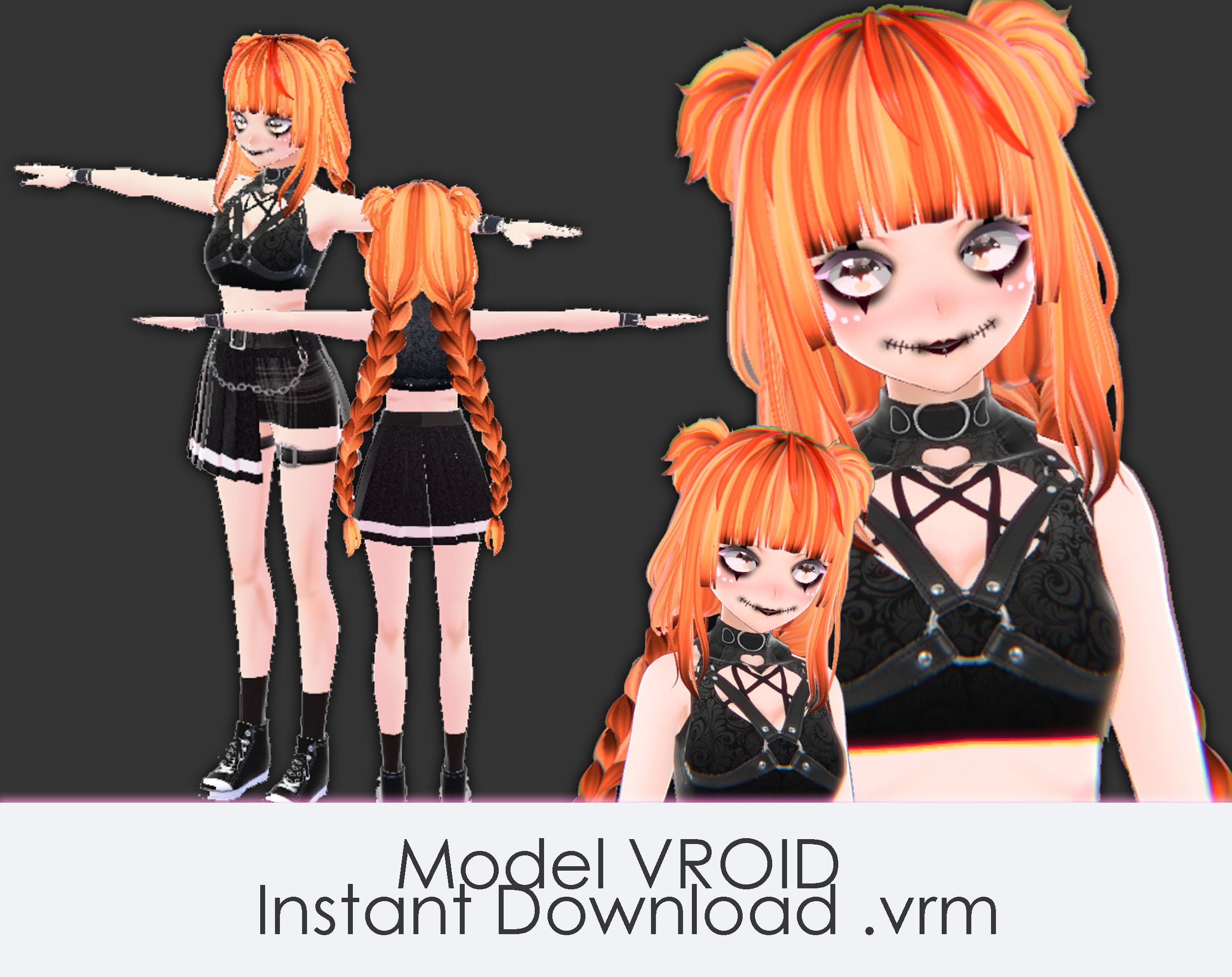 Halloween Model 3D Texture Vroid Vtuber | Pastel | Streamer | Cute ...