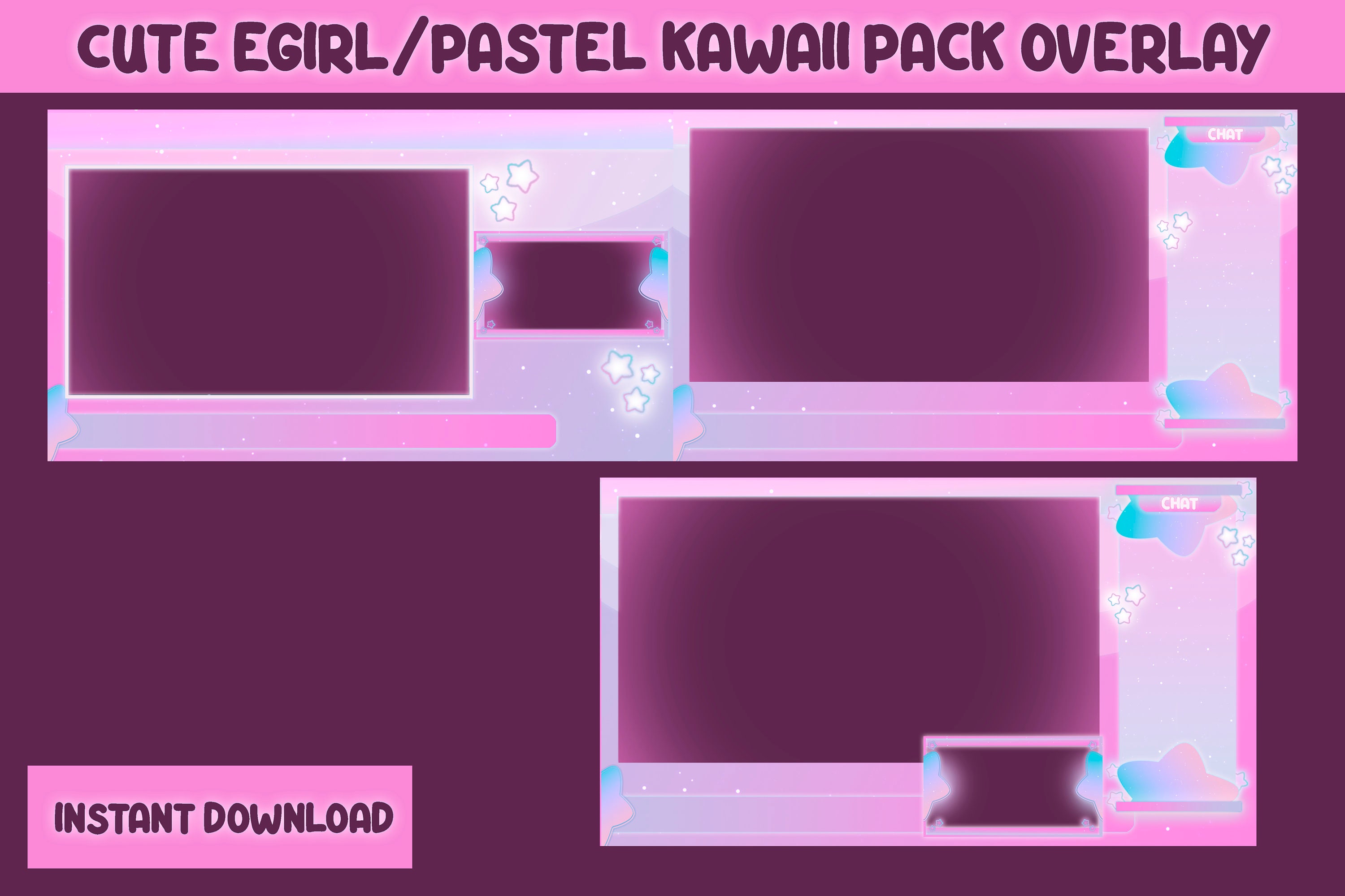 Cute Stream Overlay Package for Twitch Pastel Cute Overlay Kawaii Pack ...