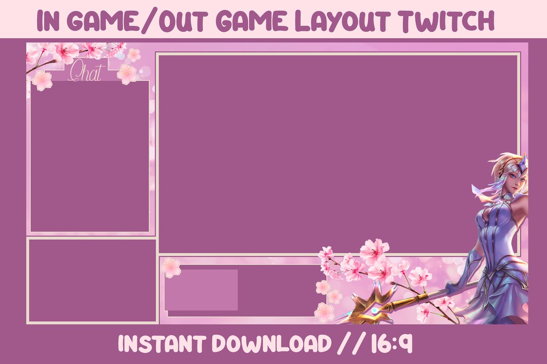 Lux Cute Stream Overlay for Twitch Lol Overlays Kawaii Pack Stream Cute ...