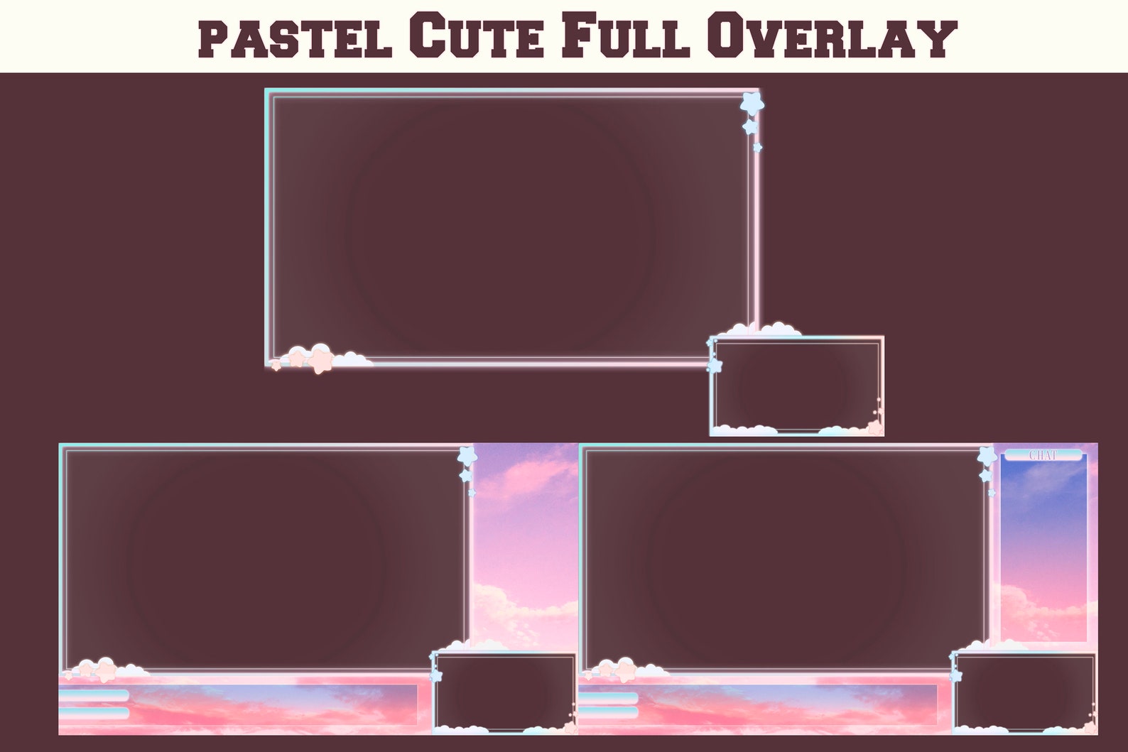 Cute Stream Overlay Package for Twitch | Pastel Cute Overlay | Kawaii ...