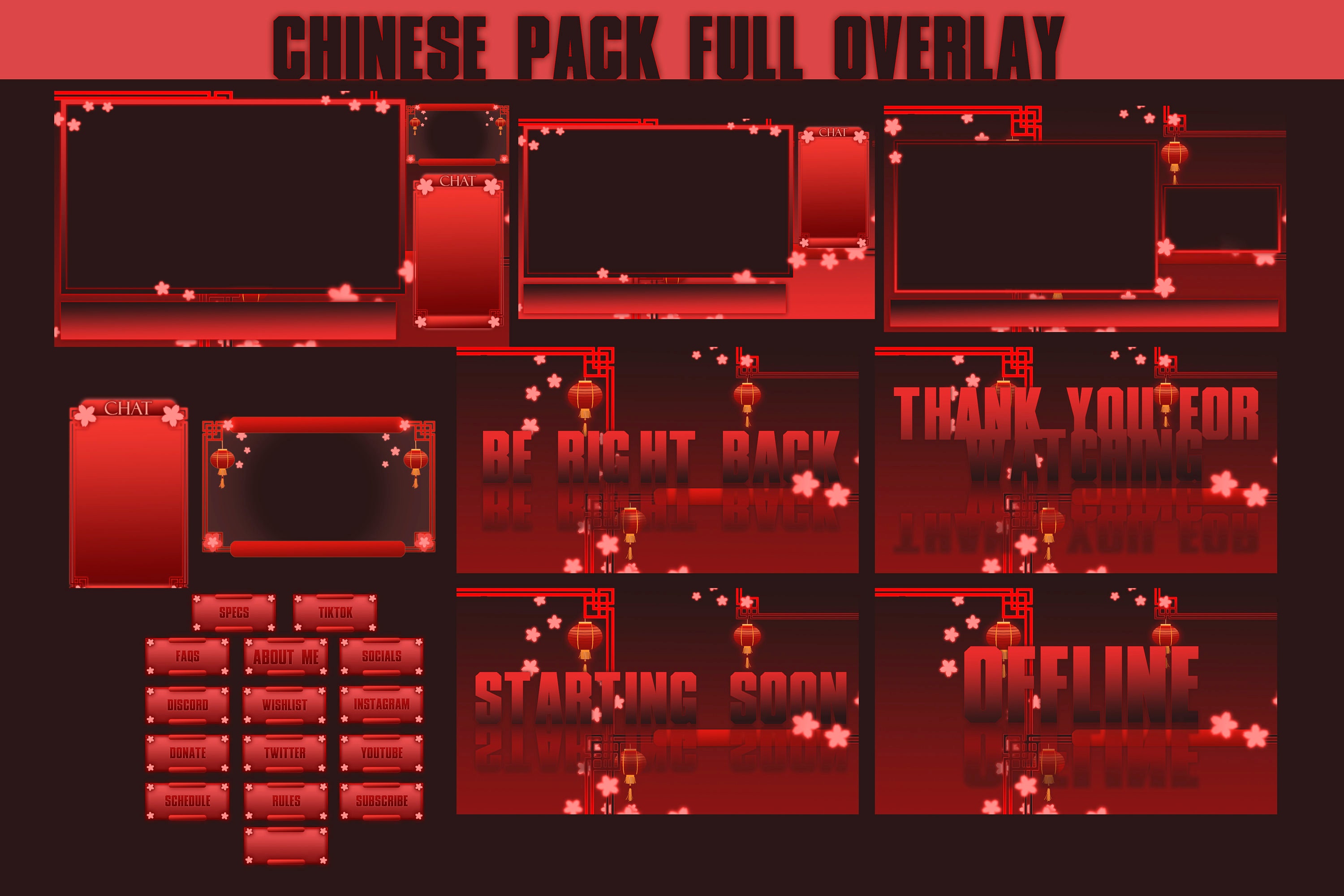 Animated Stream Overlay Package for Twitch Chinese Theme - Etsy UK