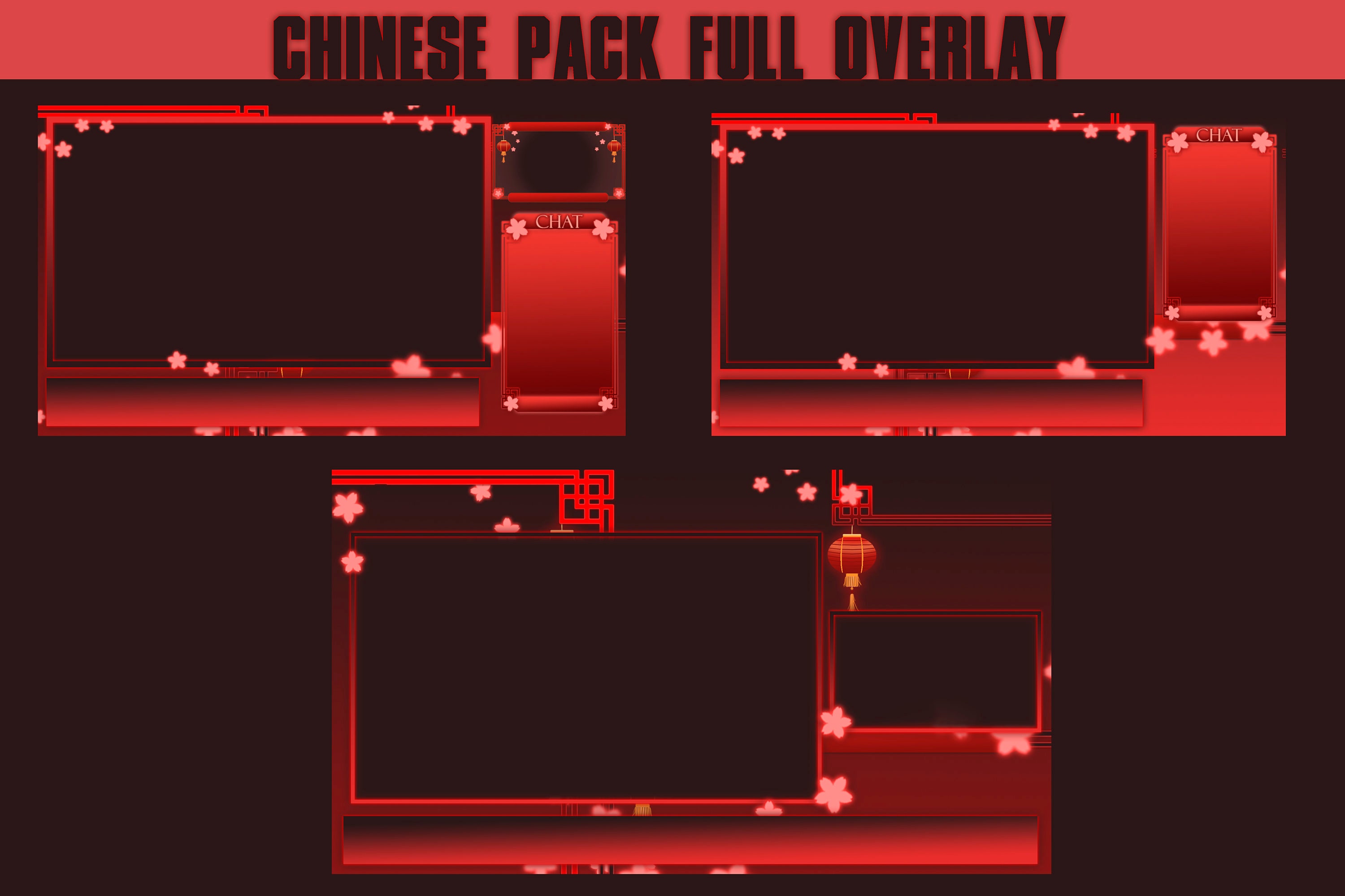Animated Stream Overlay Package for Twitch Chinese Theme Overlay Red ...