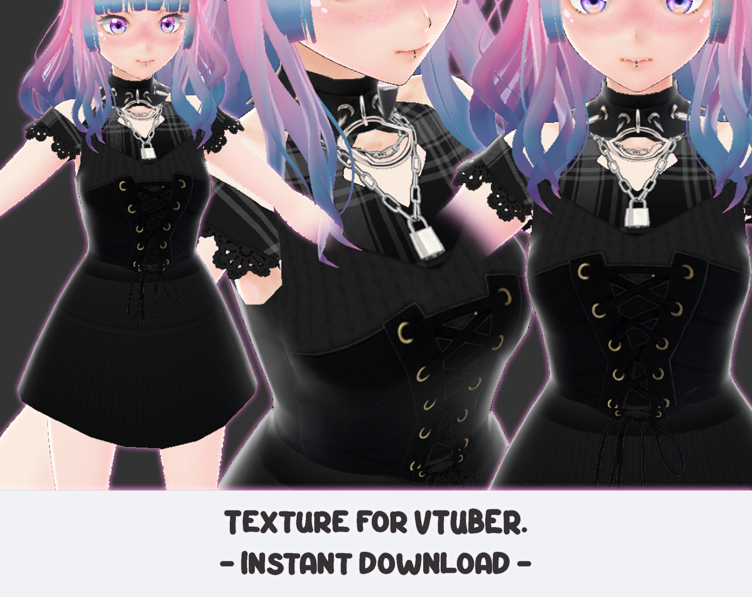Texture Dress Black Vroid Vtuber Streamer Cute Dreamy Vtuber Vroid ...