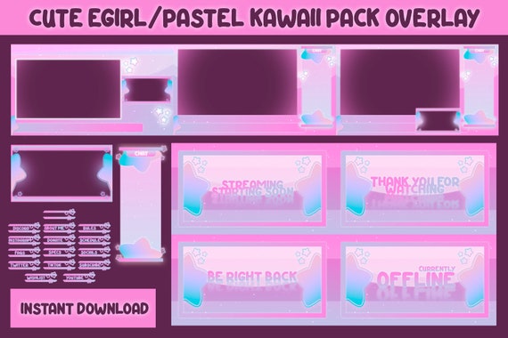 Cute Stream Overlay Package for Twitch Pastel Cute Overlay - Etsy