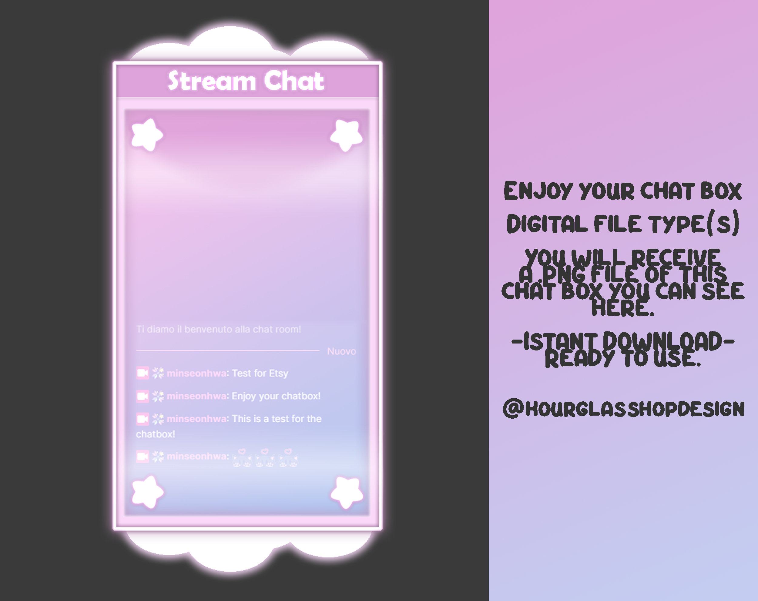 1x Pastel Kawaii Cute Chatbox Overlay for Streaming Chatbox for Twitch ...