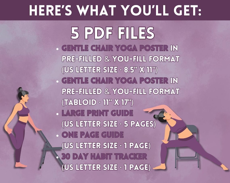 Senior Chair Yoga Poster: 30-day Exercise Challenge (PDF) - Etsy