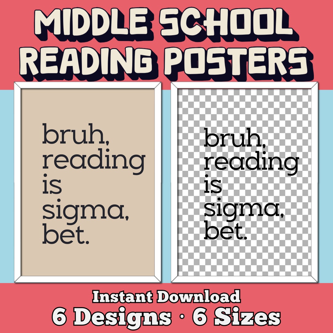 6 Pack Middle School Reading Poster Bundle Bulletin Board Reading ...