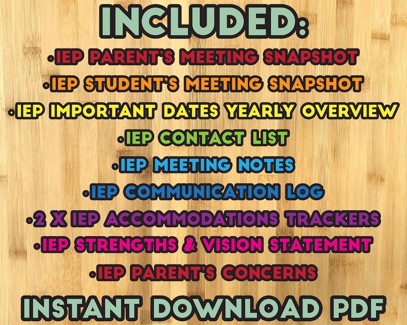 IEP Meeting Binder Printable: Parent & Student Planner (US Letter) (PDF ...