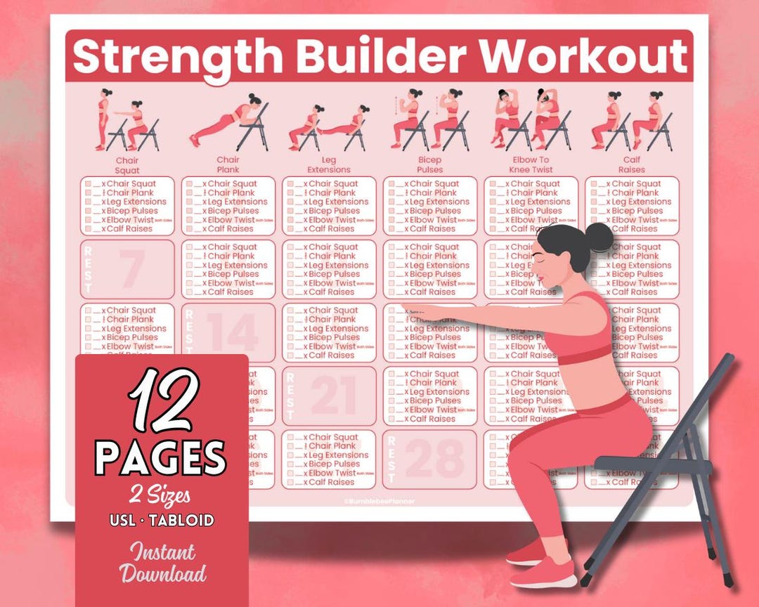 Seated Exercise Posters for Seniors: Strength Builder, Prevent Falls ...