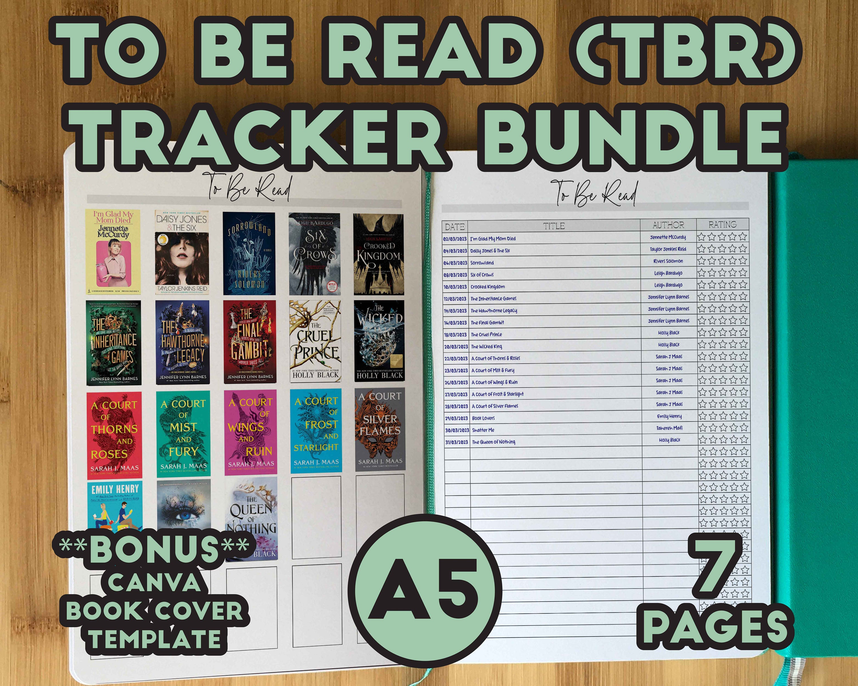 TBR Tracker Booktok Journal Insert Printable to Be Read List 2025 ...