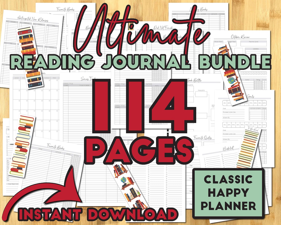 Reading Journal Printable Bundle: Book Tracker, Reviews, Challenges ...