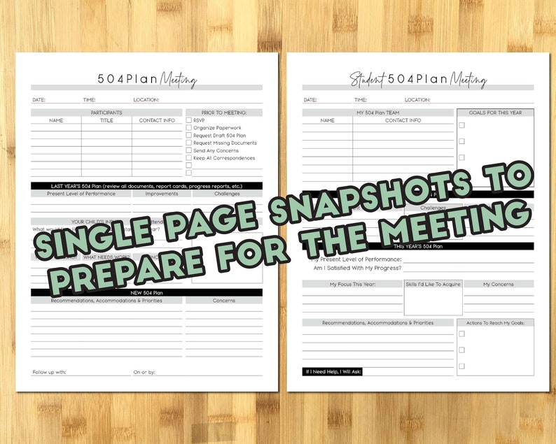 504 Plan Meeting Prep Kit: Printable Parent & Student Organizer (US ...