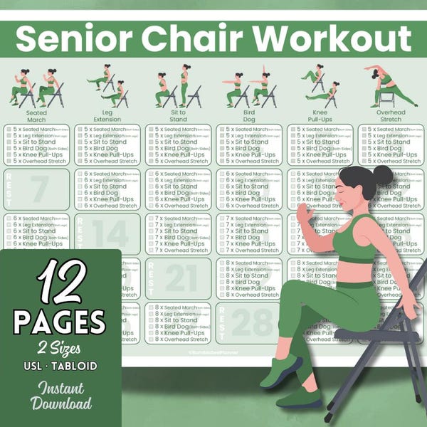Printable Chair Exercises Pdf Seniors - Etsy