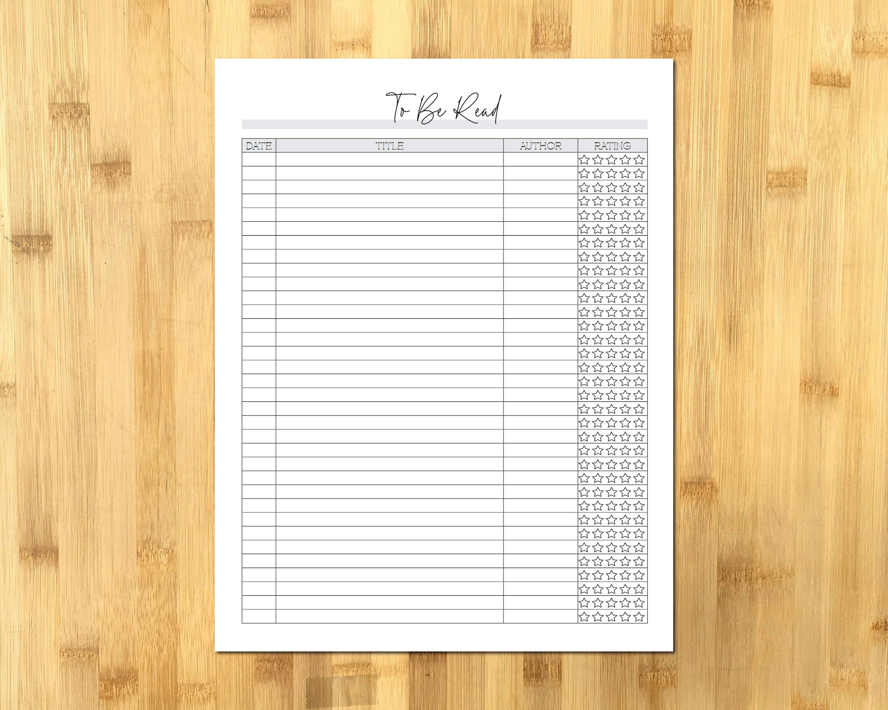 TBR Tracker Booktok Journal Insert Printable to Be Read List 2023 ...