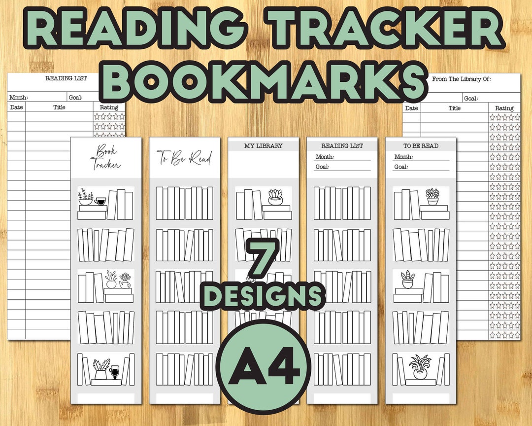 A4 TBR Tracker Printable Bookmark Gift for Book Lover Book Club Vintage ...