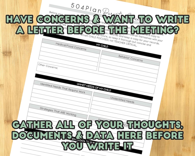 504 Plan Meeting Prep Kit: Printable Parent & Student Organizer (US ...