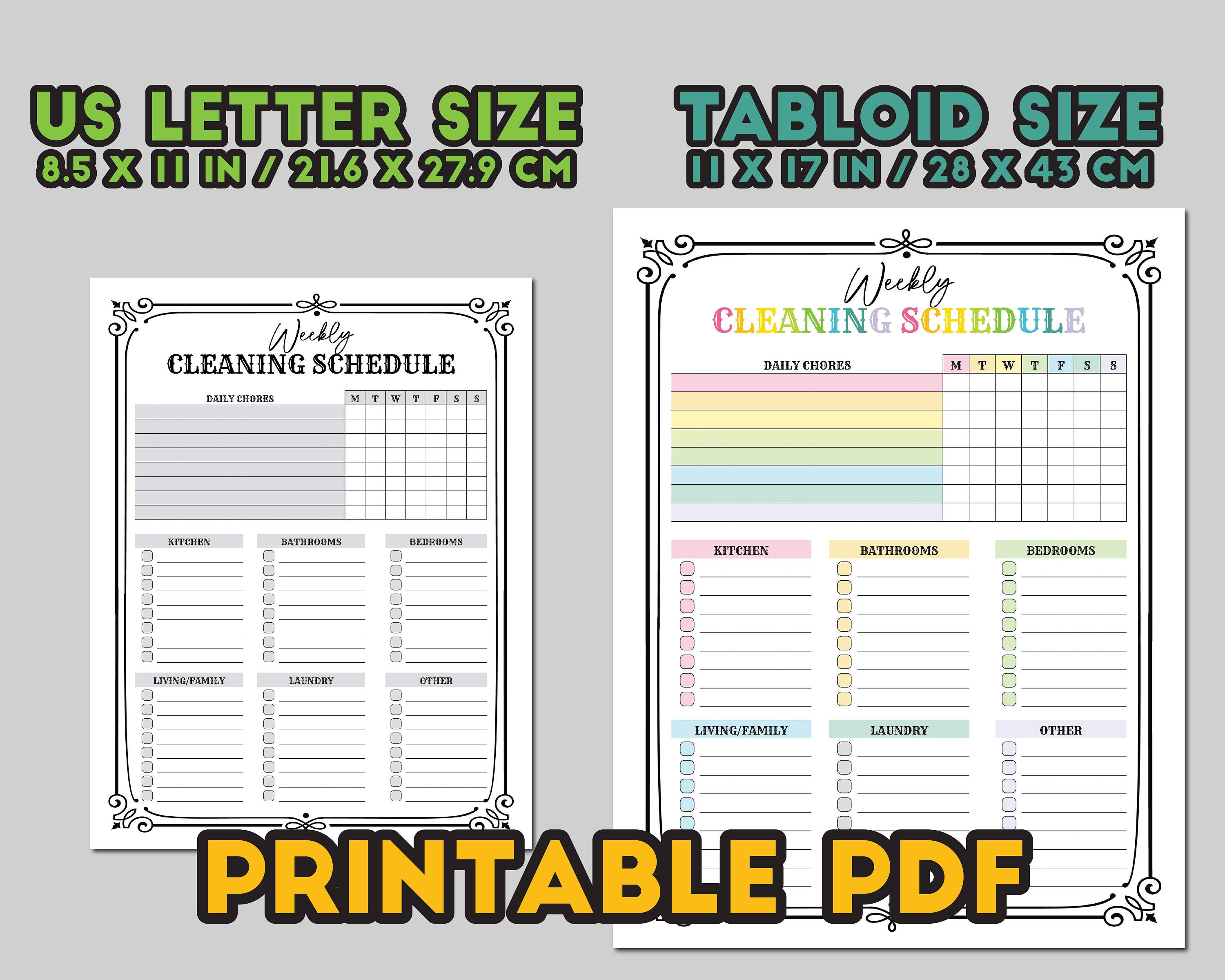 Editable Weekly Cleaning Schedule Checklist Printable Tidy Decluttering ...