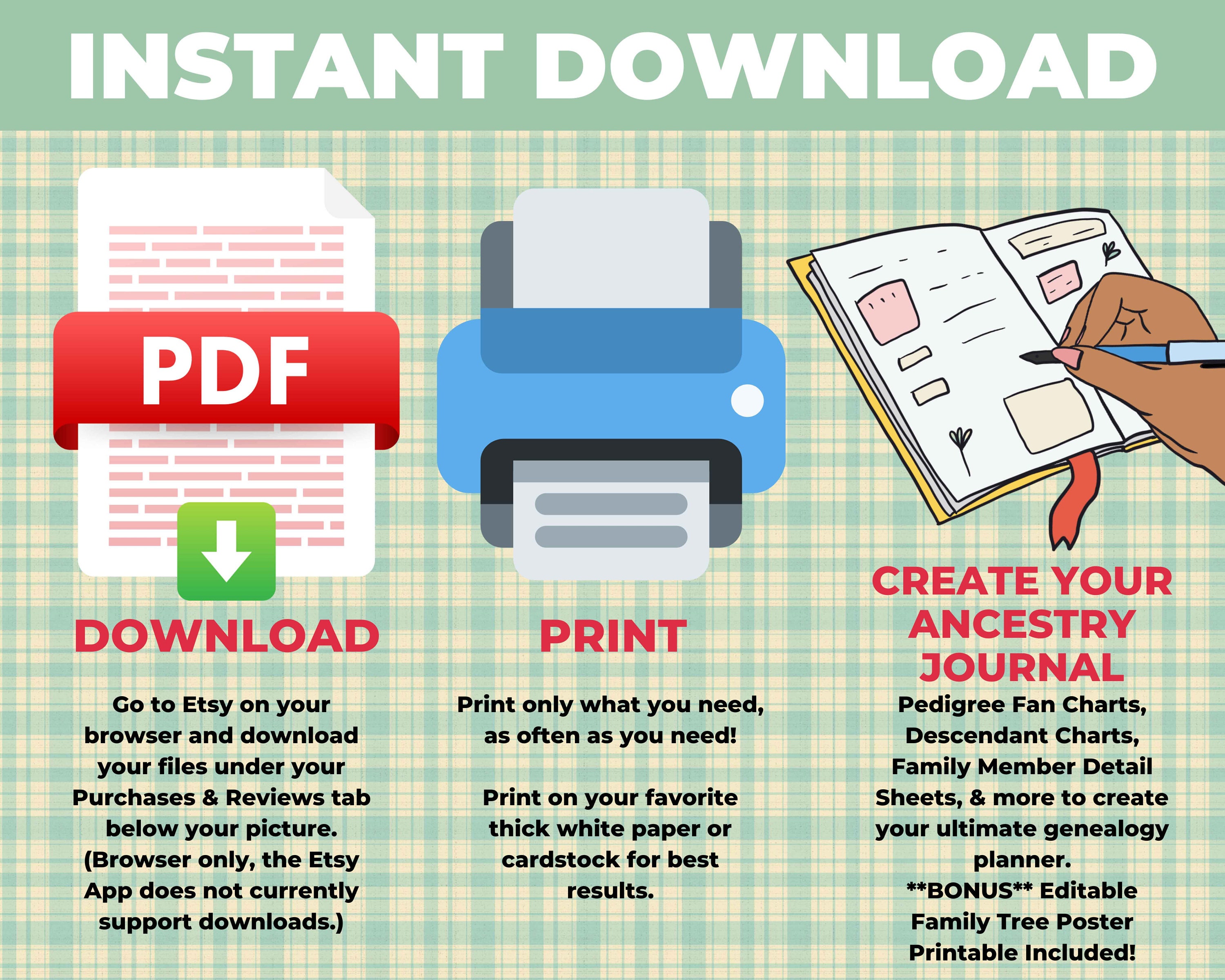Genealogy Planner: A5 Ancestry Chart, Family Tree (printable PDF) - Etsy