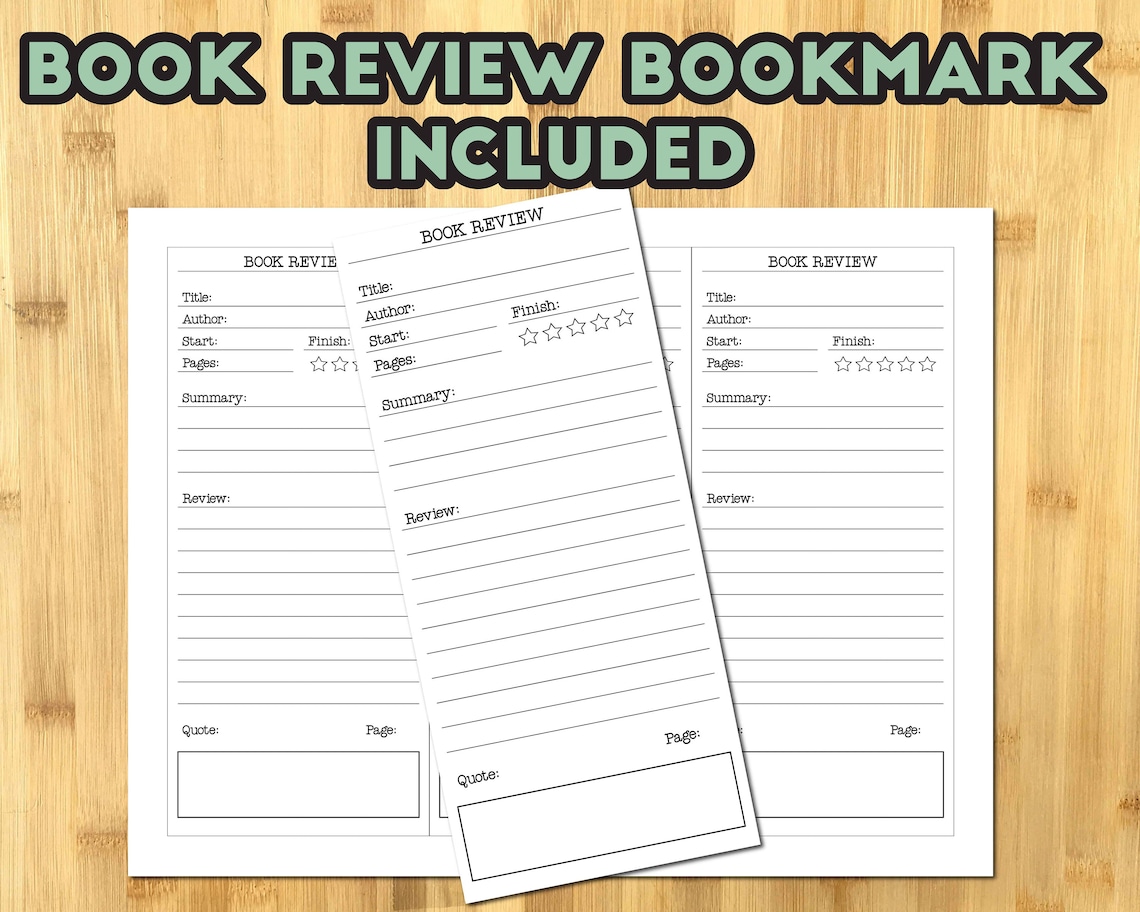 Book Review Printable Reading Journal Insert Bundle for Book Lovers ...