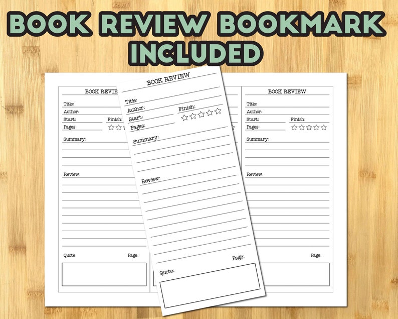 Book Review Printable Reading Journal Insert Bundle for Book Lovers ...
