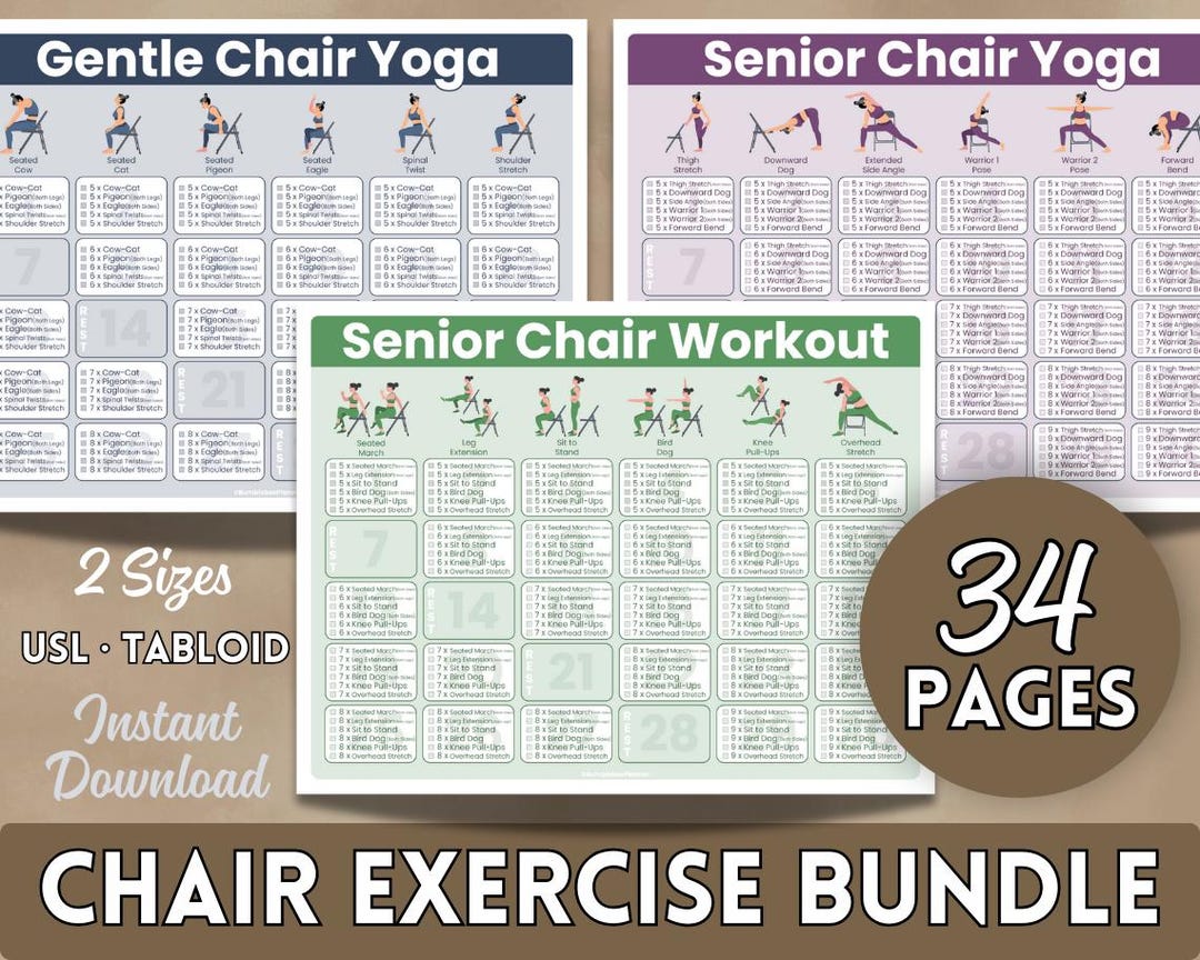Senior Chair Yoga Workout Poster Bundle: 30-day Exercises (PDF) - Etsy