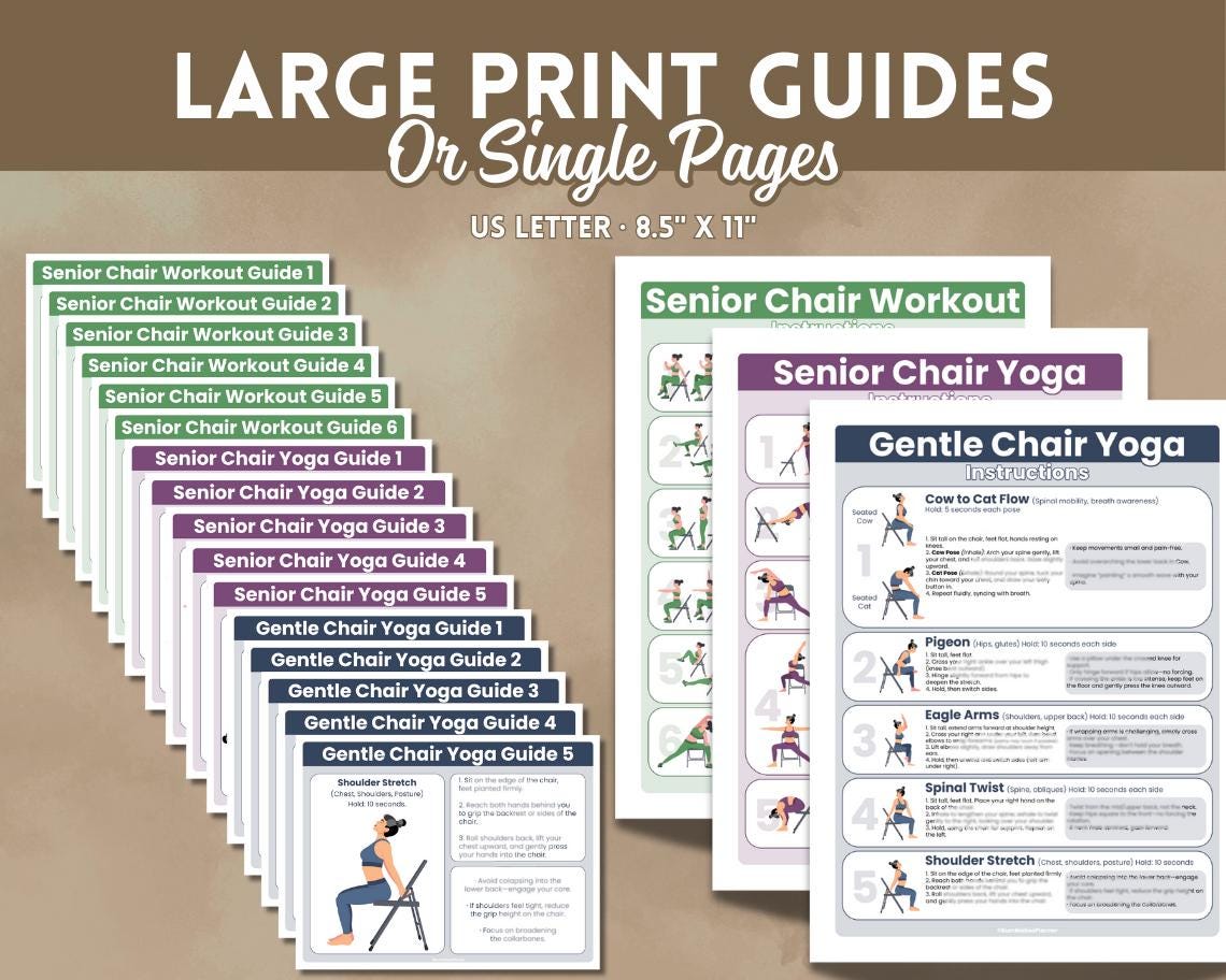 Senior Chair Yoga Workout Poster Bundle: 30-day Exercises (PDF) - Etsy