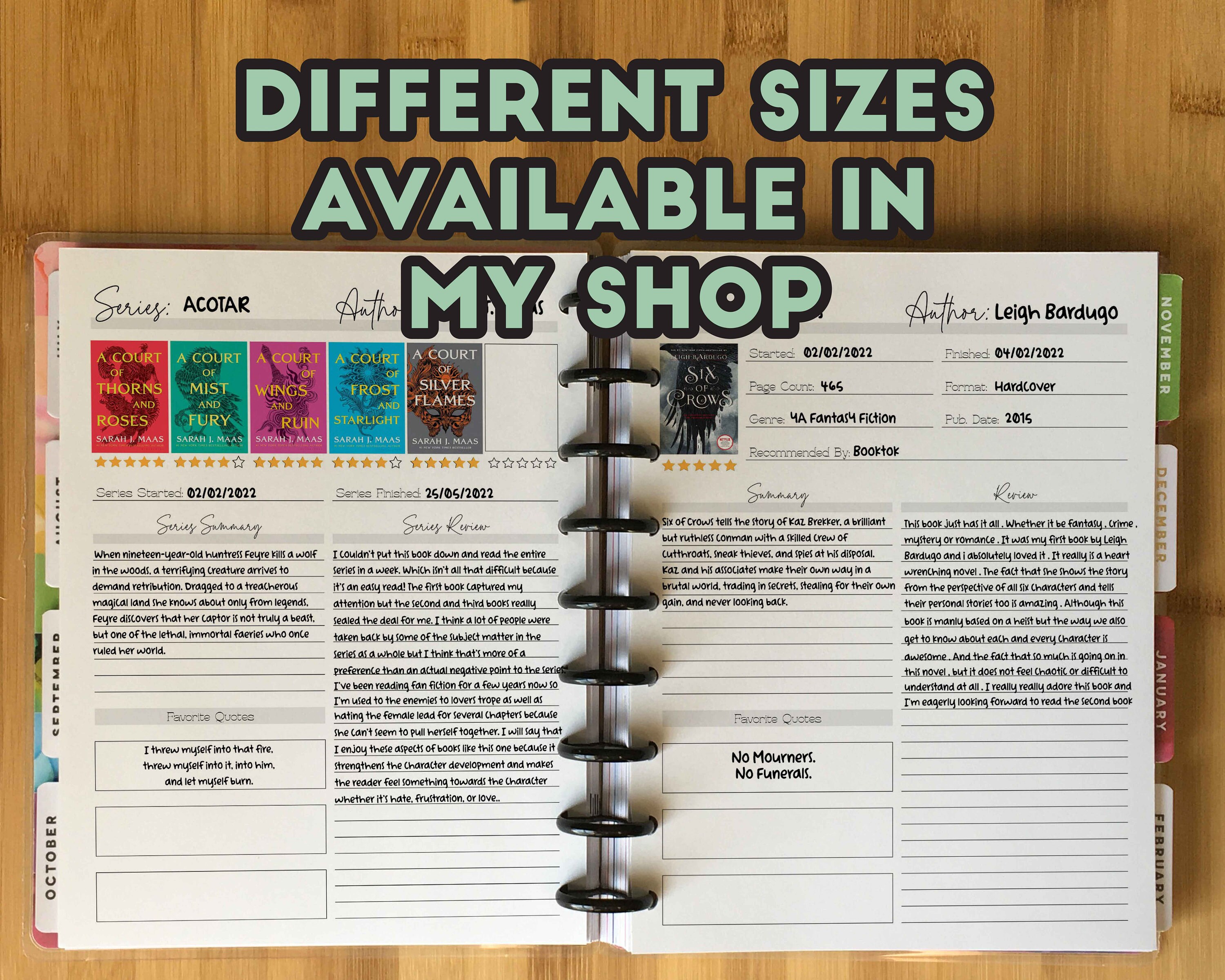 Book Review Printable Reading Journal Insert Bundle for Book Lovers ...