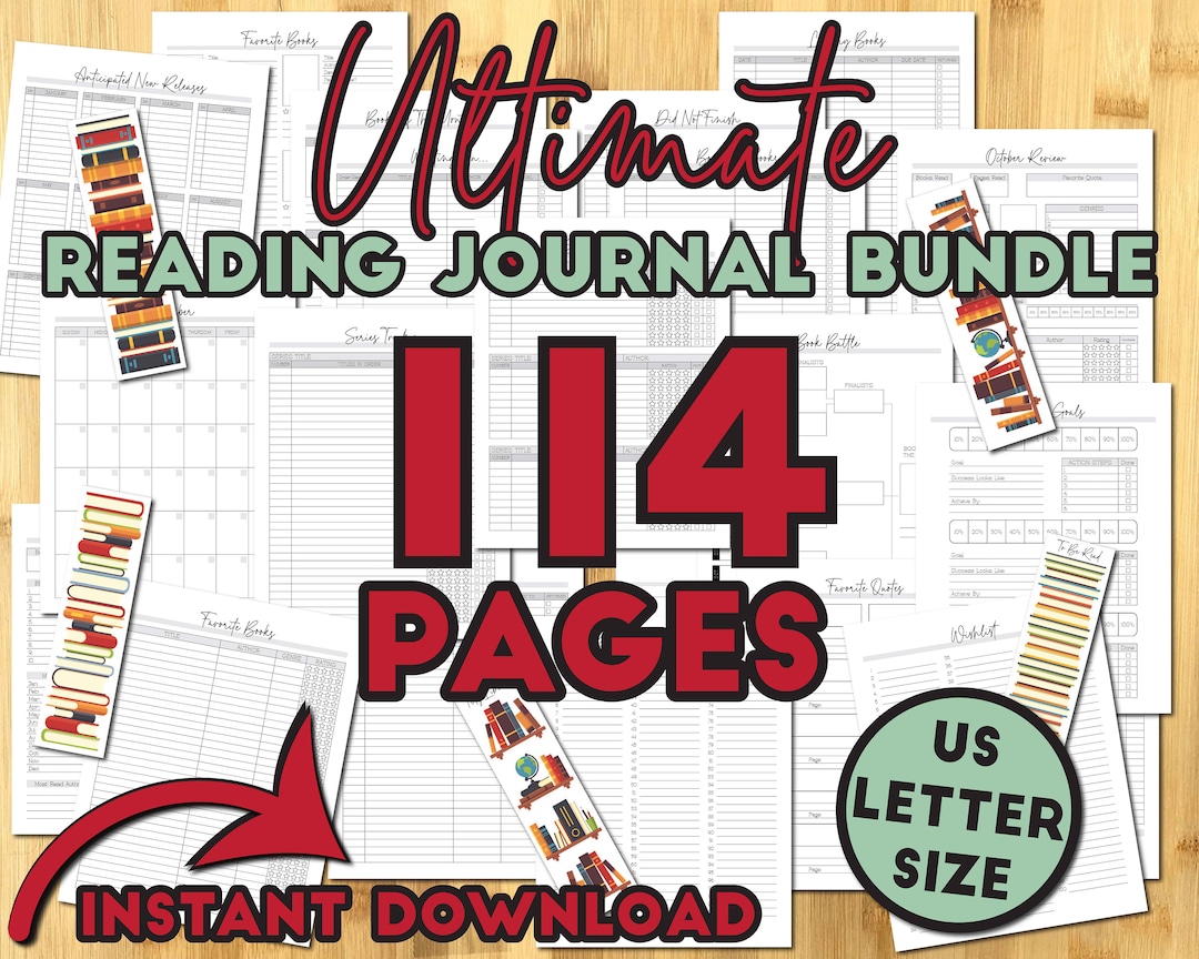 Reading Journal Printable Bundle: Book Trackers, Reviews, Challenges ...