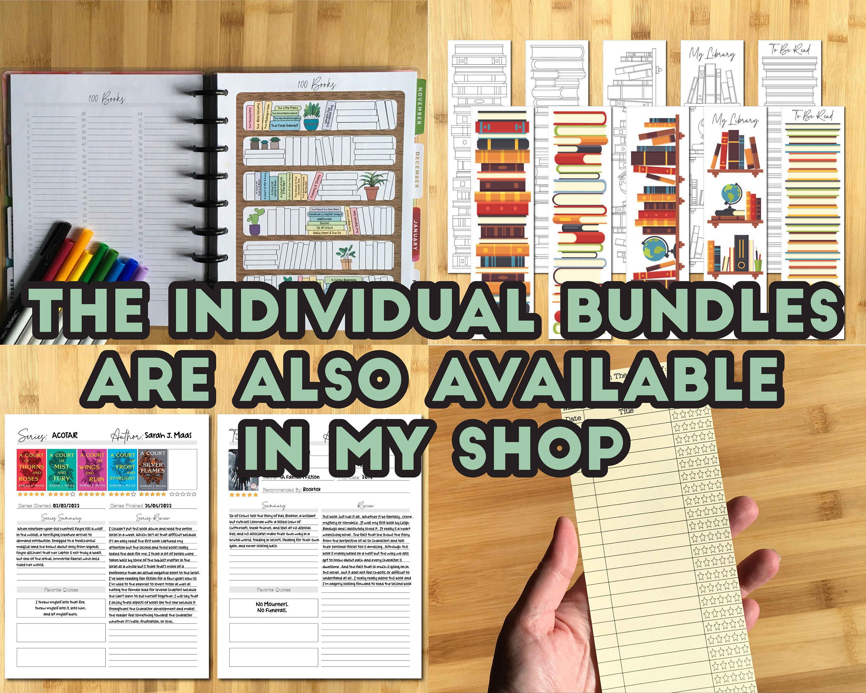 Reading Journal Printable Bundle: Book Tracker, Reviews, Challenges ...