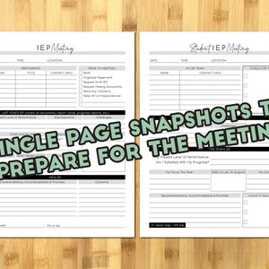 Printable IEP Binder for Parents & Students IEP Meetings Planner ...