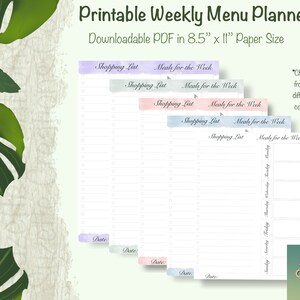 Digital Download Meal Planner | Weekly Menu Planner | Printable Meal ...