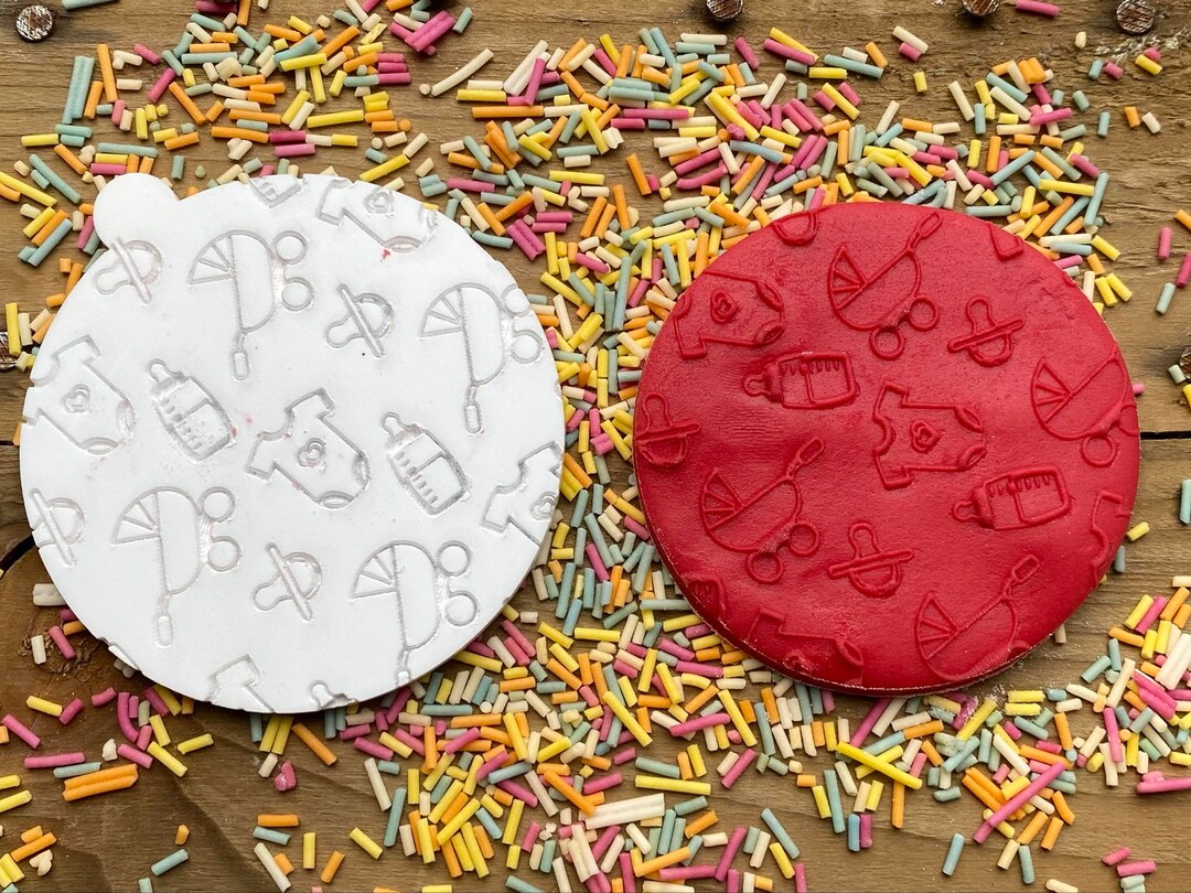 Baby Shower Cake Stamp- New Baby Theme Acrylic Debosser Stamp ...
