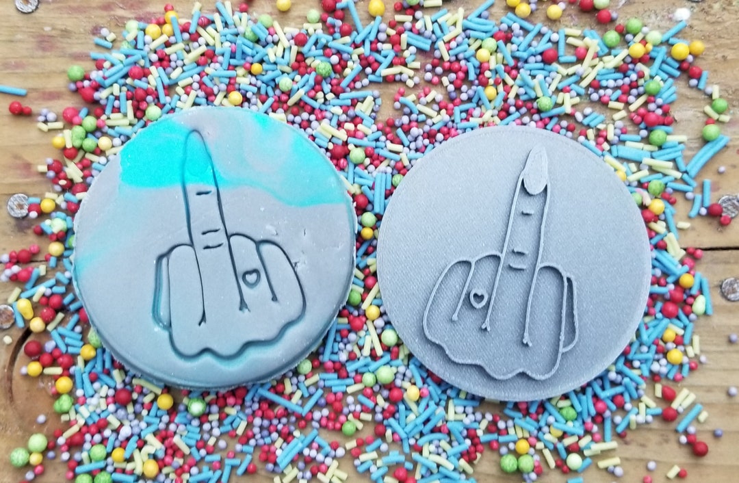 Rude- Middle Finger - Swear Word Embosser Stamp - Personalized Icing ...