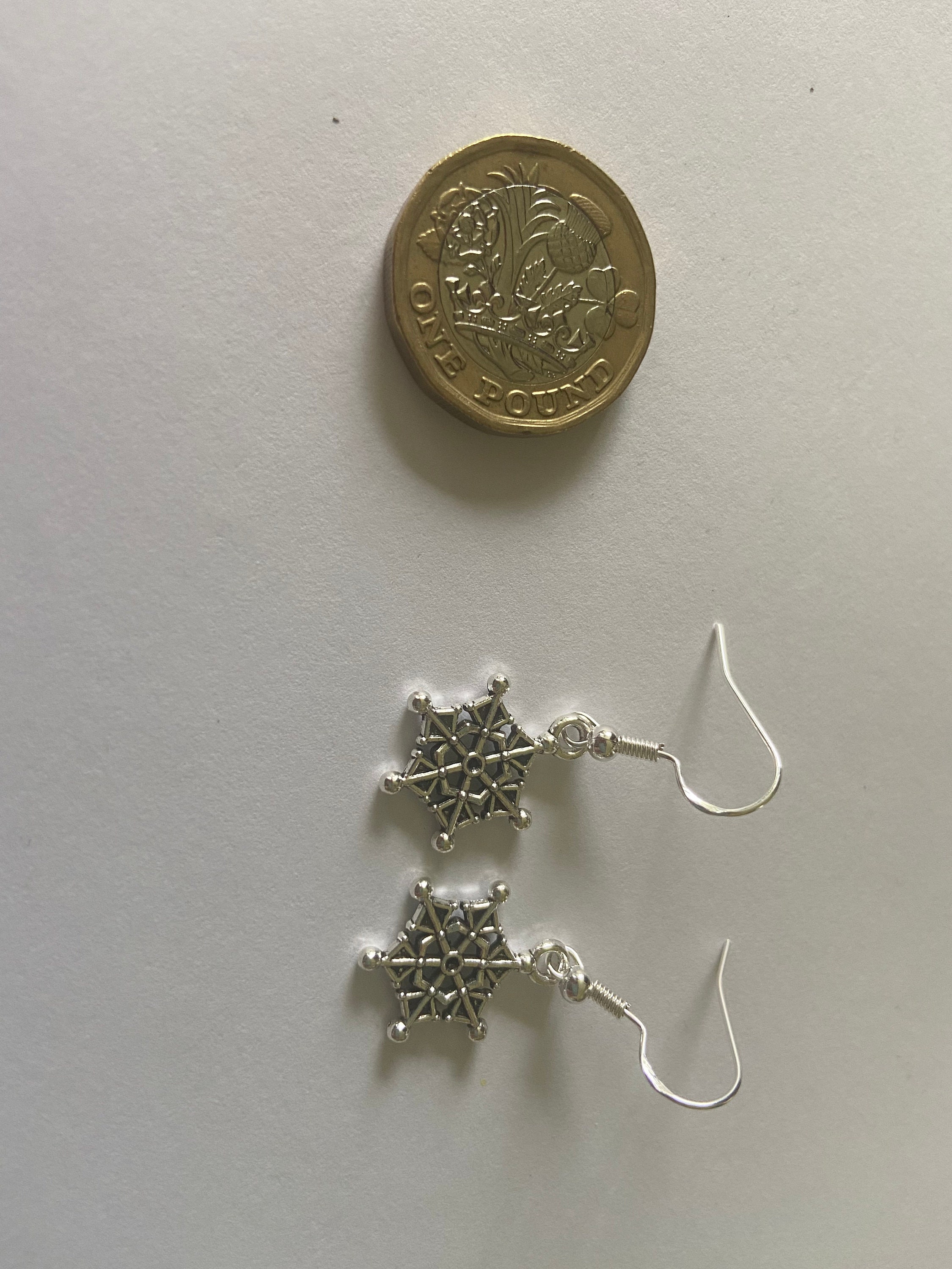Snowflake drop earrings with silver plated earring hooks | Etsy