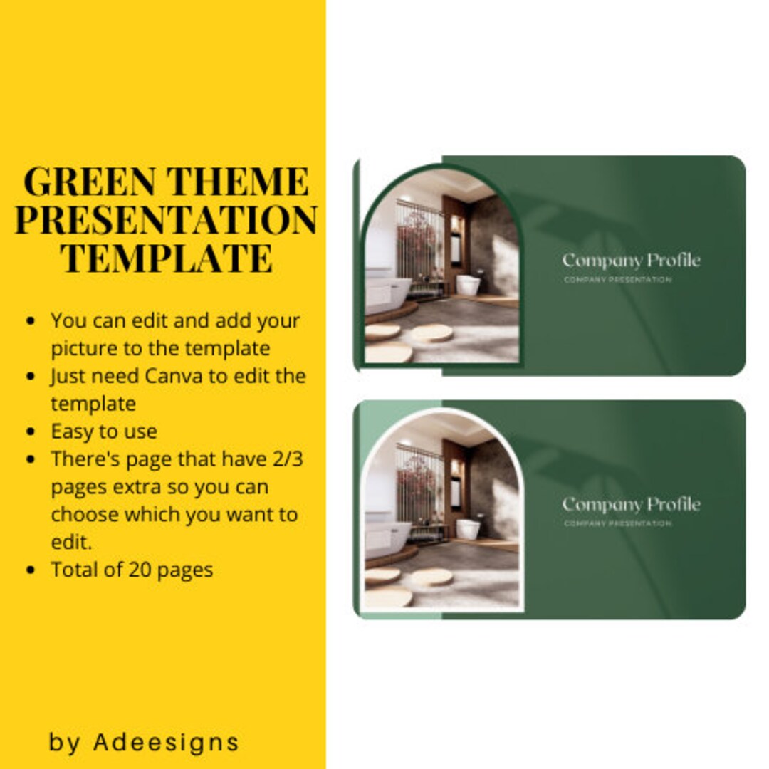Green Theme Presentation Template Canva - Etsy