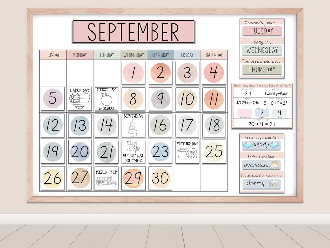 Neutral Classroom Calendar Display Neutral Classroom Decor - Etsy