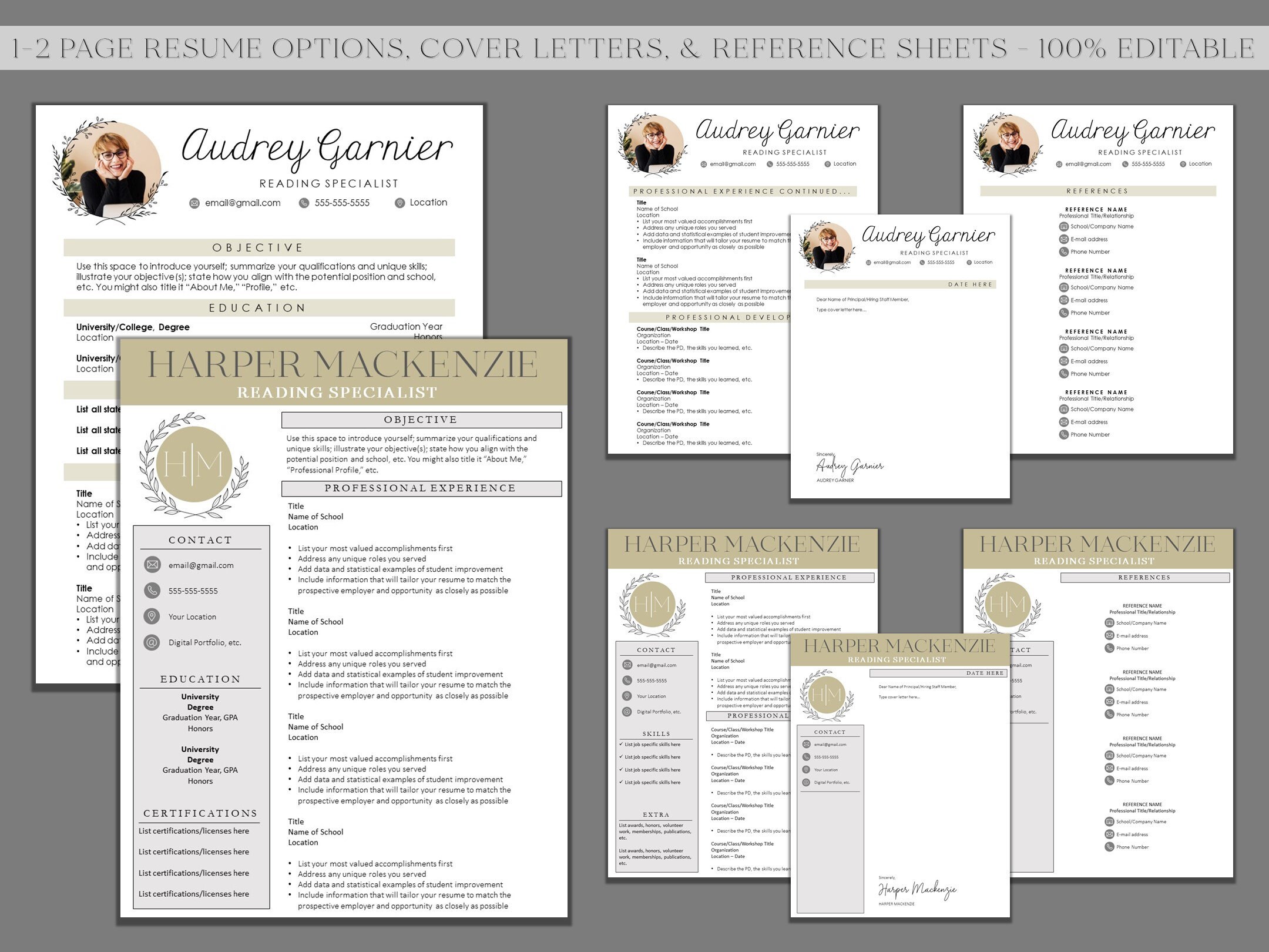 8 Editable Resume Templates - Editable Resumes - Editable CV - Teacher ...