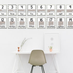 Number Posters, Numbers 1-20 With and Without Ten Frames, Boho Rainbow ...